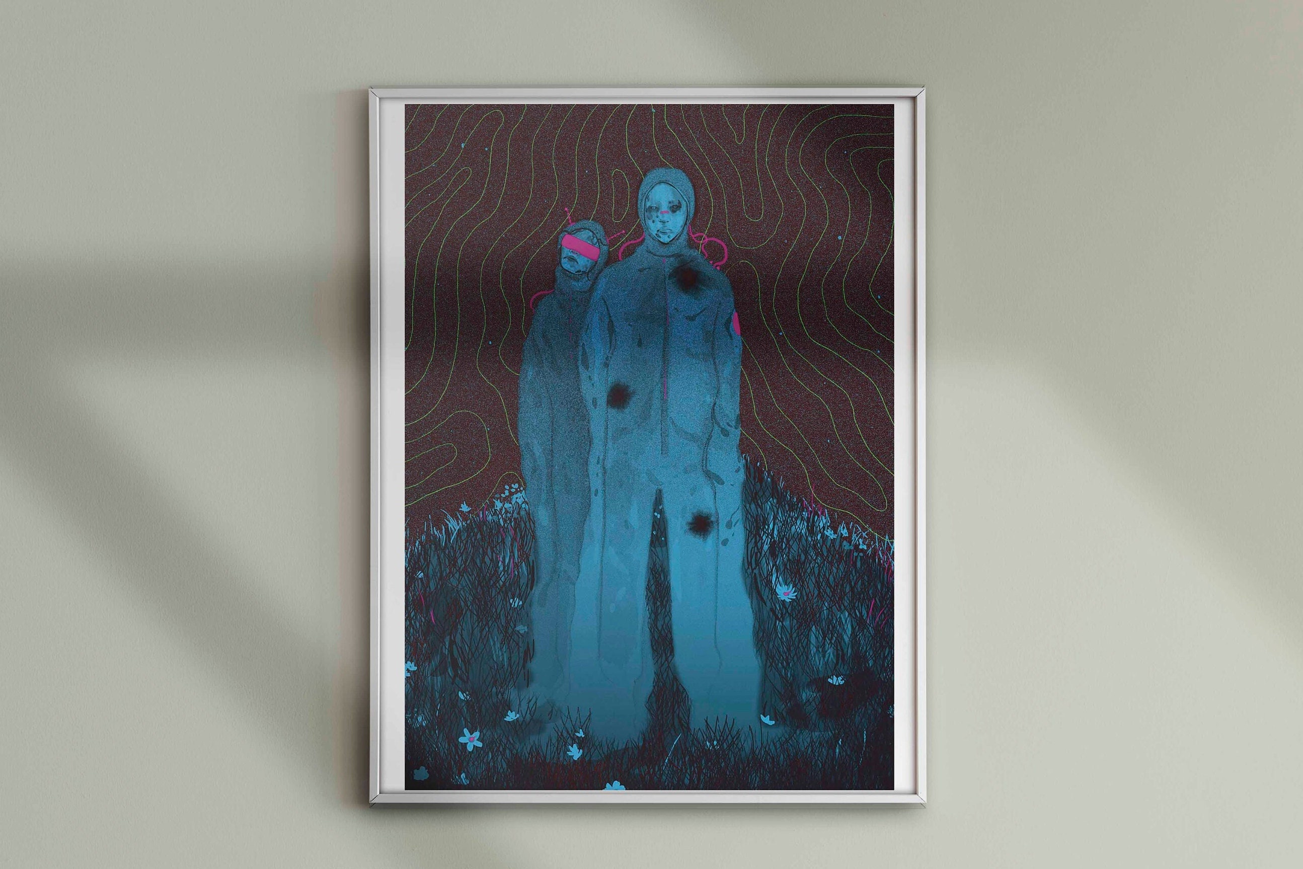 Sci-fi Astronauts in Space Alien Print Blue Planet, Dark Fantasy ...