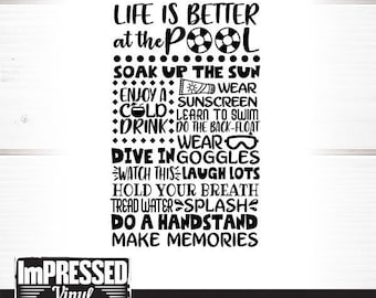 Life is Better by the Pool , Svg Files for Cricut / Instant Download ...
