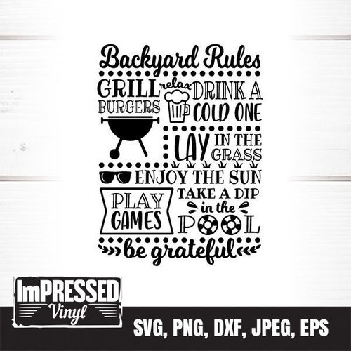 Backyard Rules SVG Porch Sign SVG Patio Rules Deck Rules - Etsy Canada
