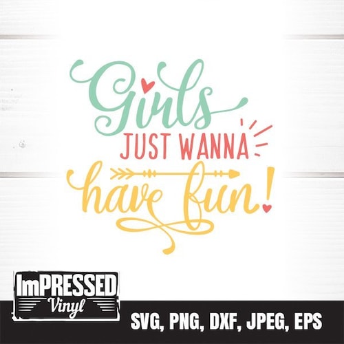 Girls Just Wanna Have Fun PNG 80's Neon Retro PNG Pink - Etsy