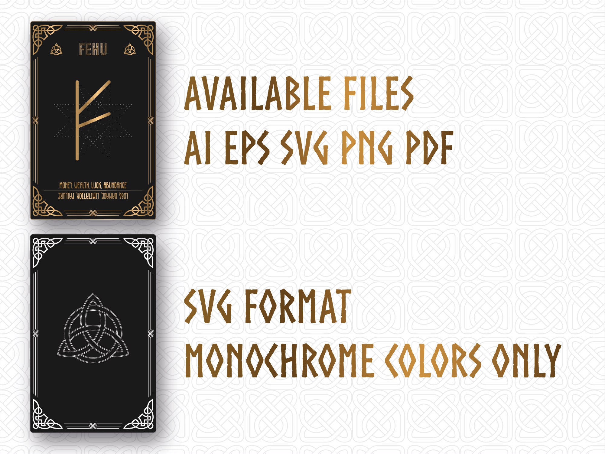 Futhark Rune Cards Deck for Learning Celtic Design. Gold & - Etsy