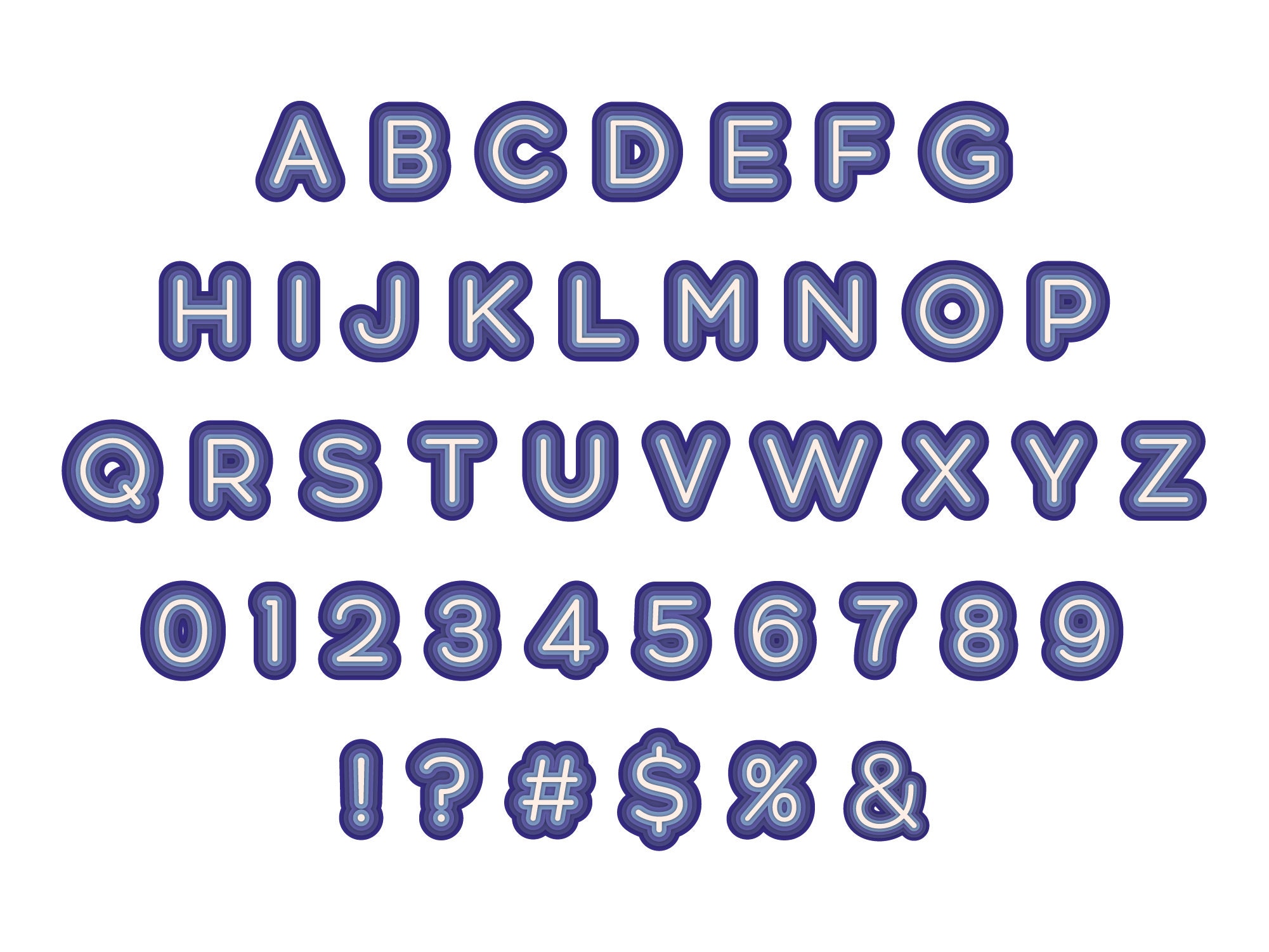 Retro Blue Line Font. Alphabet Clipart Ai, Eps, Svg ,png Files ...