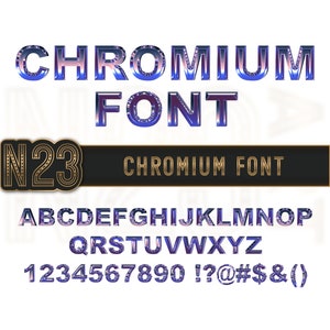Chrom Font. Chrom Alphabet Letters. Retro Font 1980s. Commercial Use ...