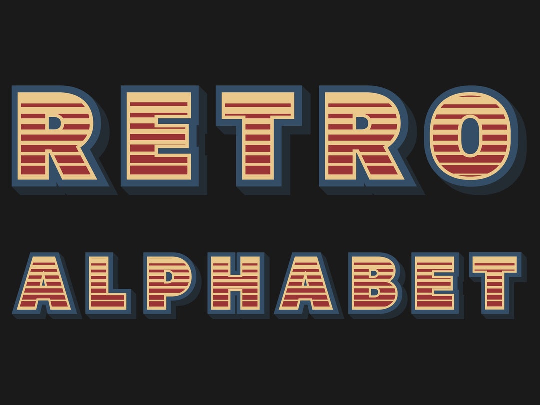 Retro Line Font. Clipart Alphabet Letters. Ai, Eps, Svg, Png Files ...