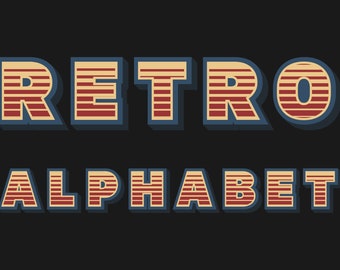 Retro Line Font. Clipart Alphabet Letters. Ai Eps Svg Png - Etsy