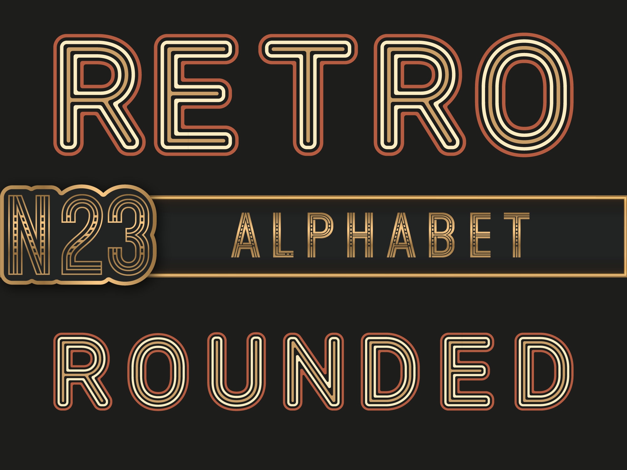 Retro Rounded Font. Retro Style Alphabet Letters Vector Svg Png. Retro ...