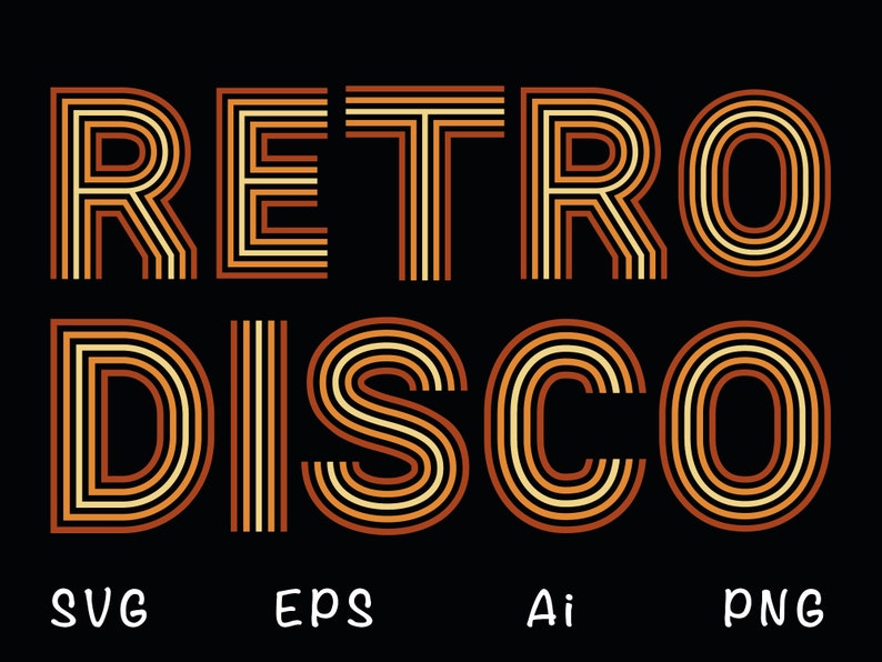Retro Disco Font. Line Alphabet Svg Png. Sublimation. Commercial Use ...