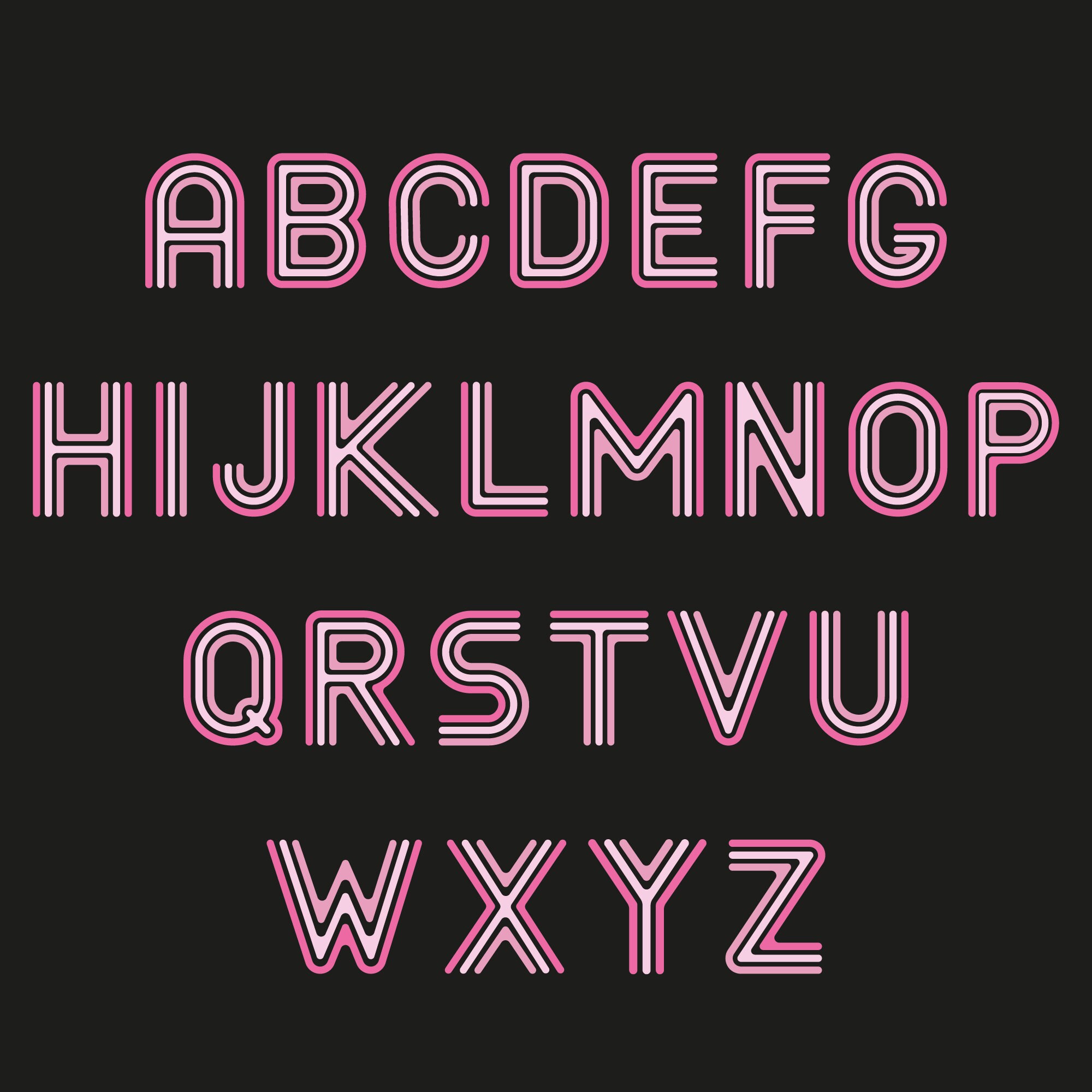 Retro Pink Style Alphabet Letters Svg. Retro Pink Sublimation Font ...