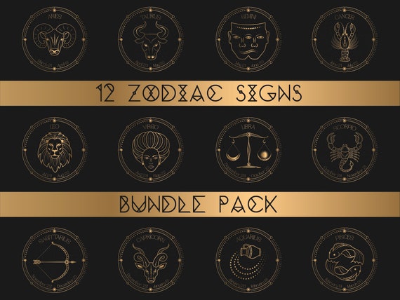 12 Zodiac Signs Bunndle Pack. Clipart Svg Png. Wall and Print - Etsy ...