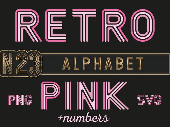 Retro Pink Style Alphabet Letters Svg. Retro Pink Sublimation | Etsy