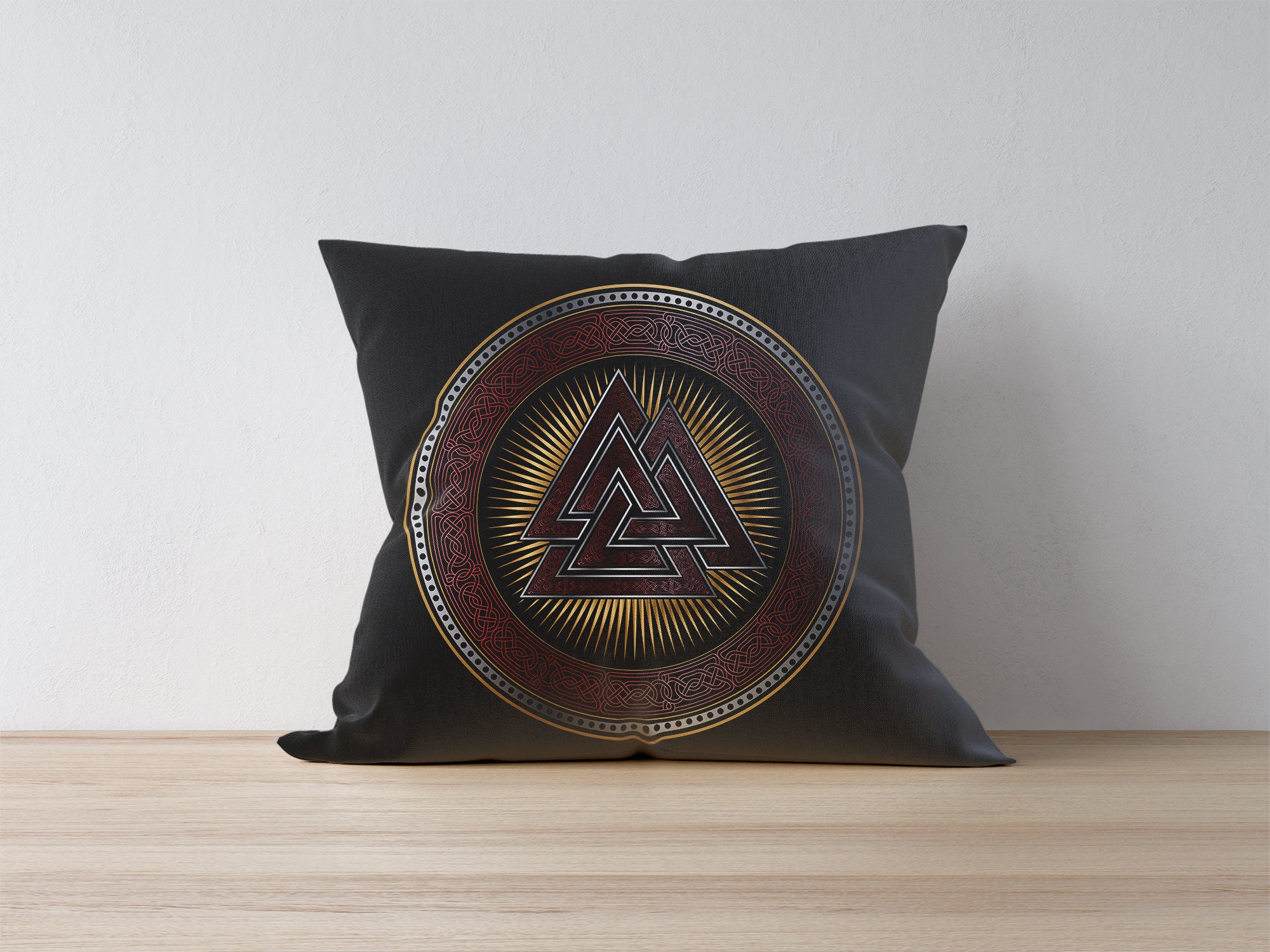 Viking Valknut red and Gold. Viking Symbol. Celtic Design. - Etsy