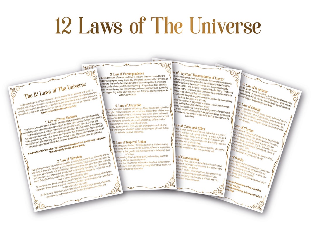 The 12 Laws of the Universe. White Edition. Cheatsheet. Spirituality ...