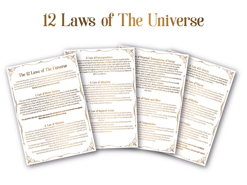 The 12 Laws of the Universe. White Edition. Cheatsheet. Spirituality. Wellness. Printable PDF ...