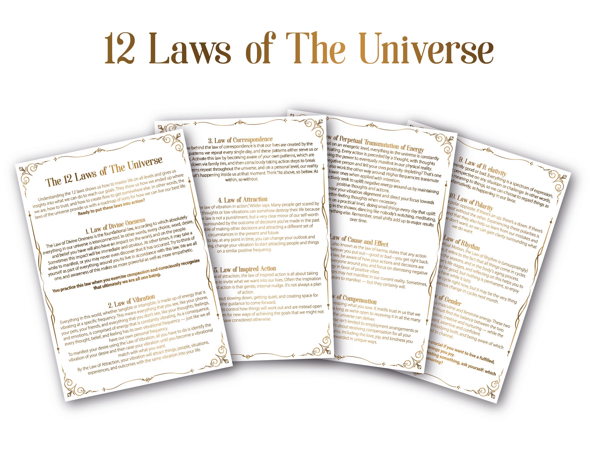 The 12 Laws of the Universe. White Edition. Cheatsheet. Spirituality ...