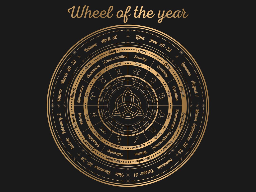 Wiccan Wheel of the Year. Astrology Wheel. Wiccan Gathering. - Etsy