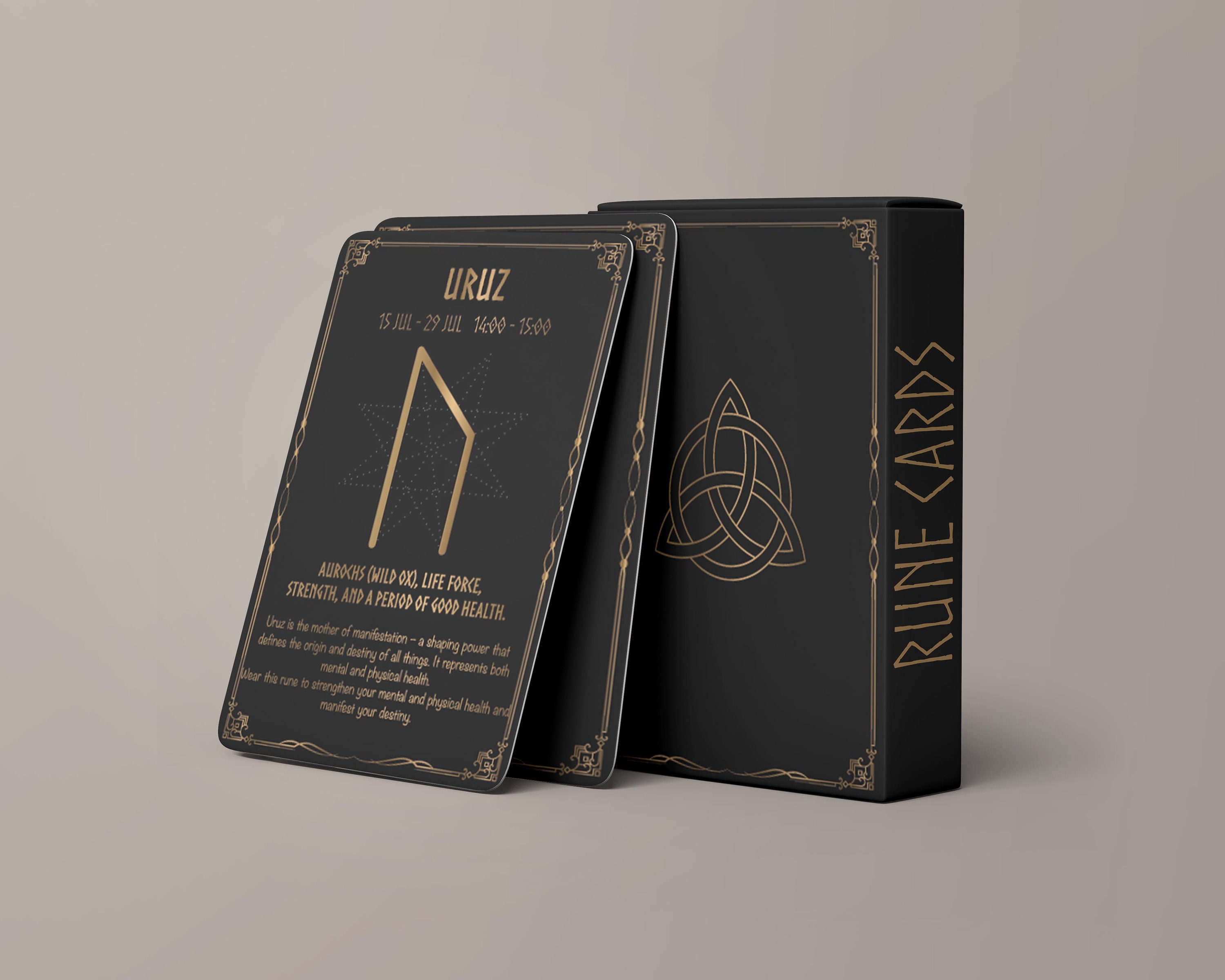 Futhark Rune Cards for Learning. for Beginners. Gold and Black Luxury ...