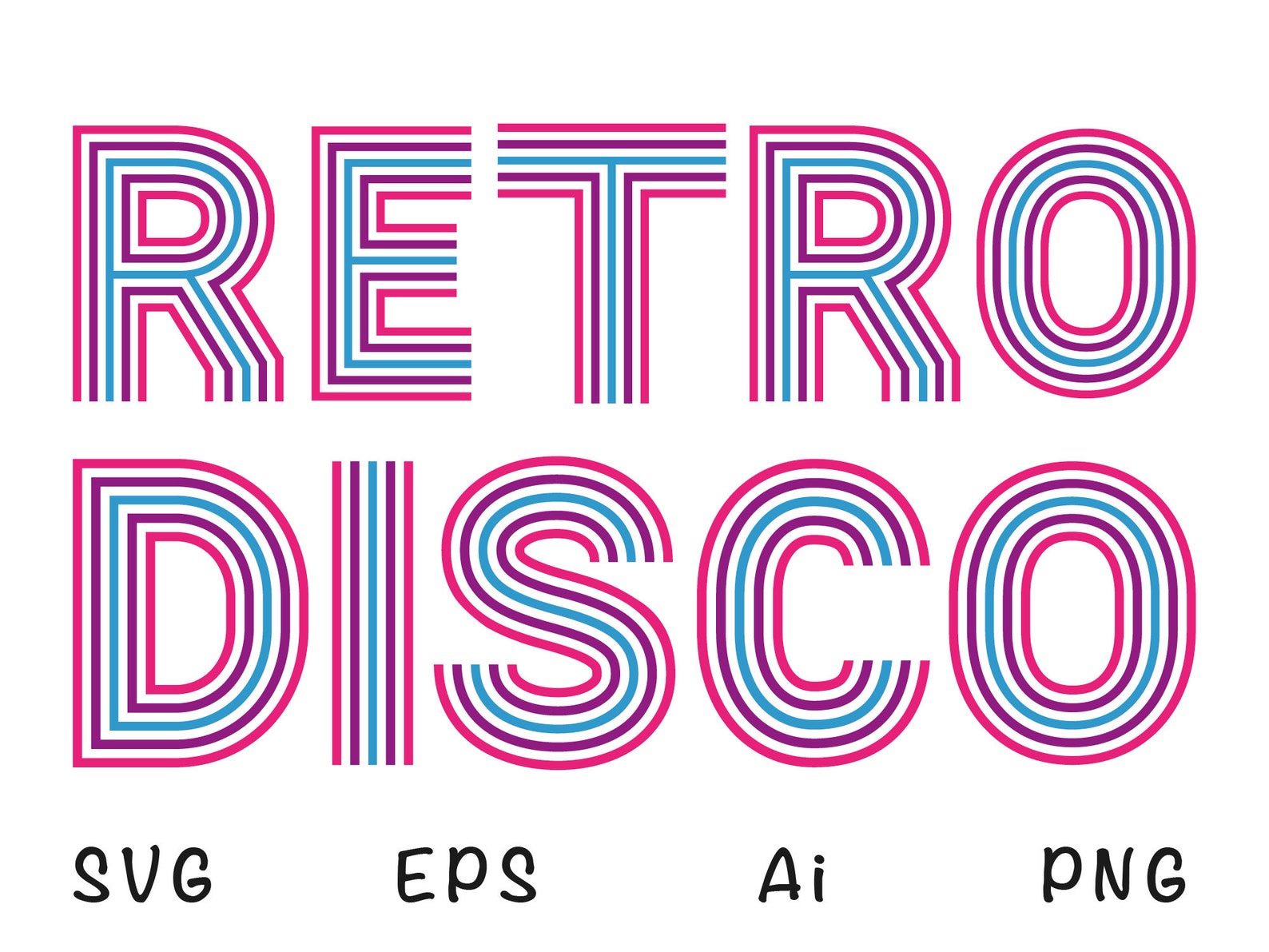 Retro Disco Font. Clipart Svg Png Files. Sublimation. Commercial Use ...