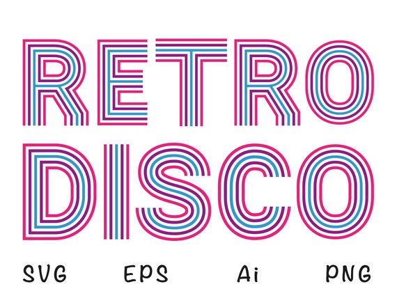 Retro Disco Font. Clipart Svg Png Files. Sublimation. - Etsy