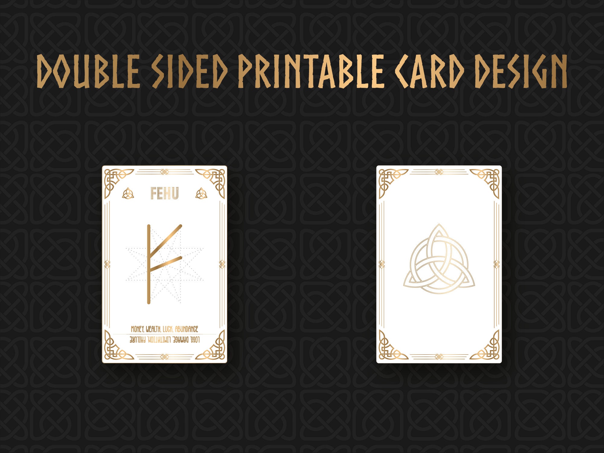 Futhark Rune Cards for Learning. Gold & White. Oracles and Divination ...