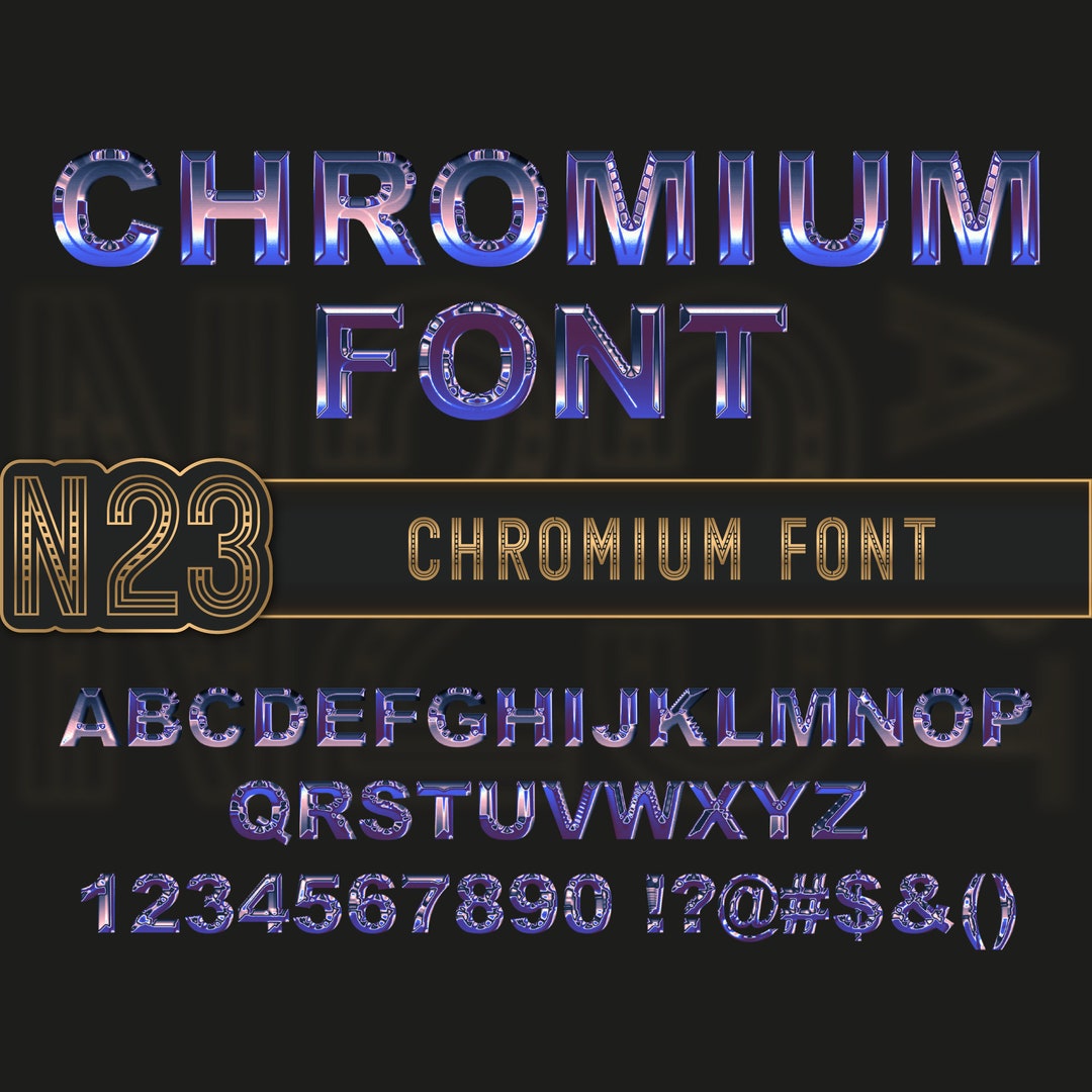 Chrom Font. Chrom Alphabet Letters. Retro Font 1980s. Commercial Use ...