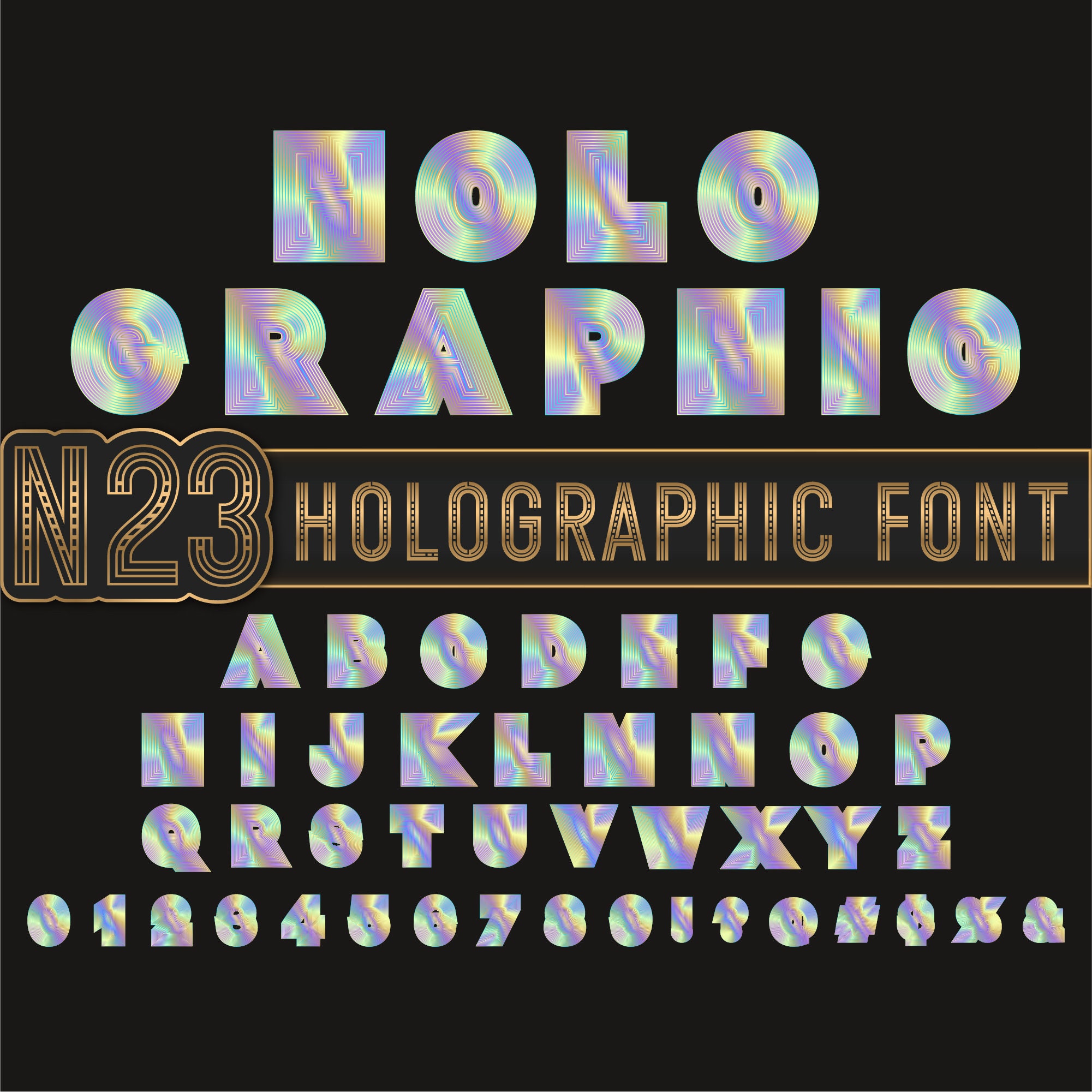 Holographic Alphabet Letters. Holographic Font. Commercial Use. - Etsy