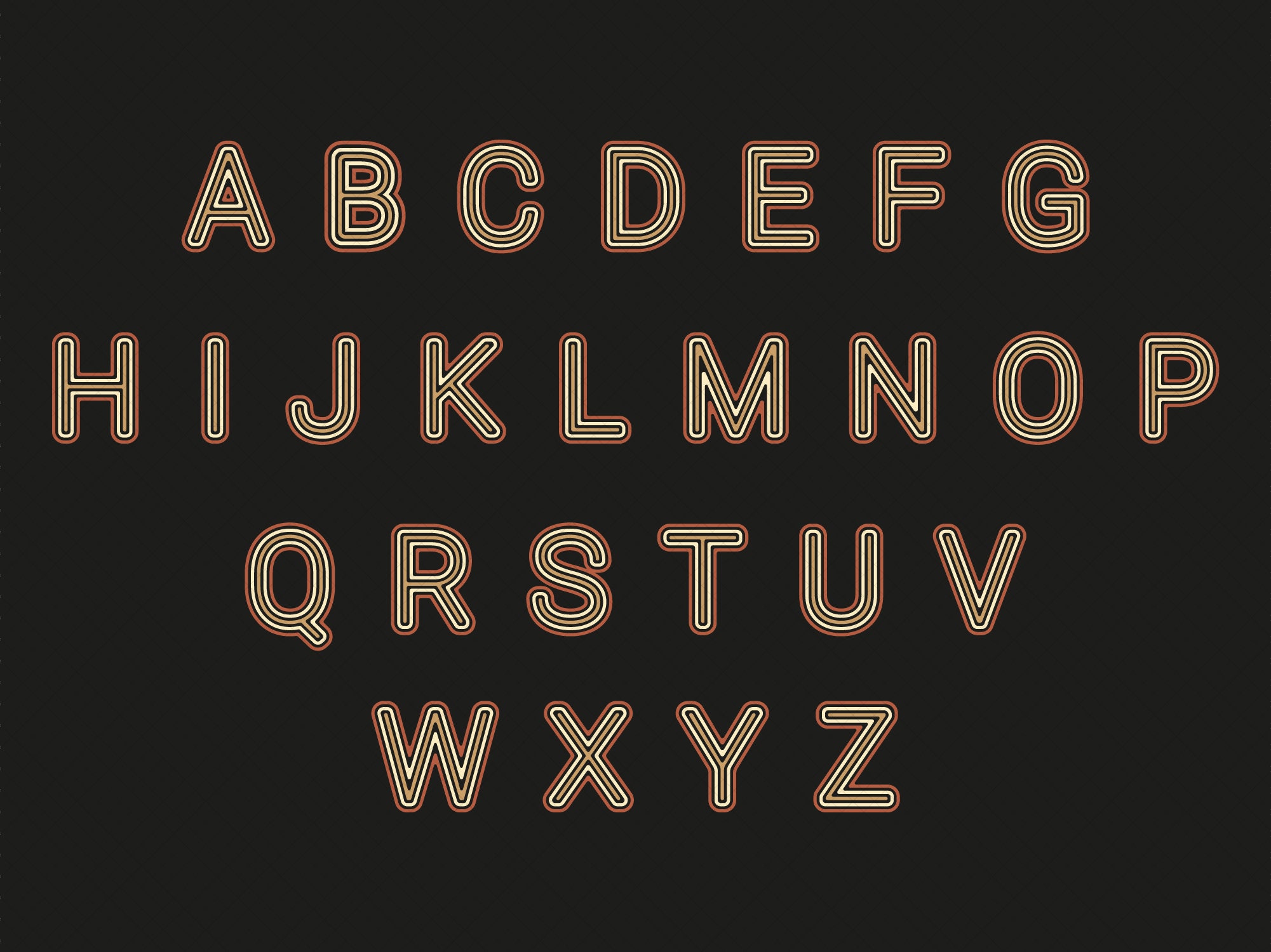 Retro Rounded Font. Retro Style Alphabet Letters Vector Svg Png. Retro ...