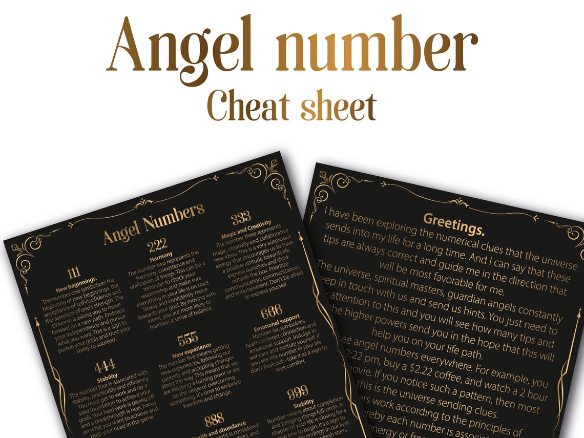 Angel Number Cheatsheet Guide. Digital Download for Print. - Etsy