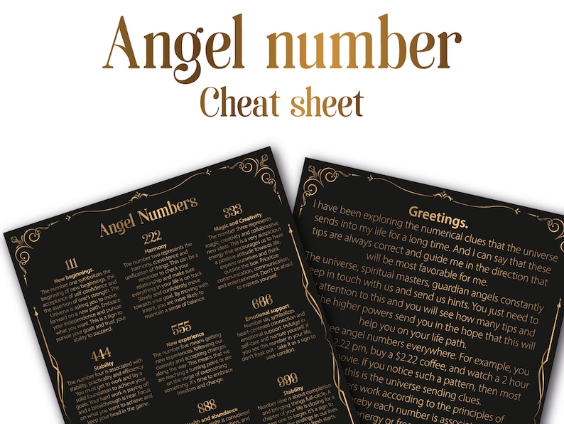 Angel Number Cheatsheet + Guide. Digital Download for Print. - Etsy