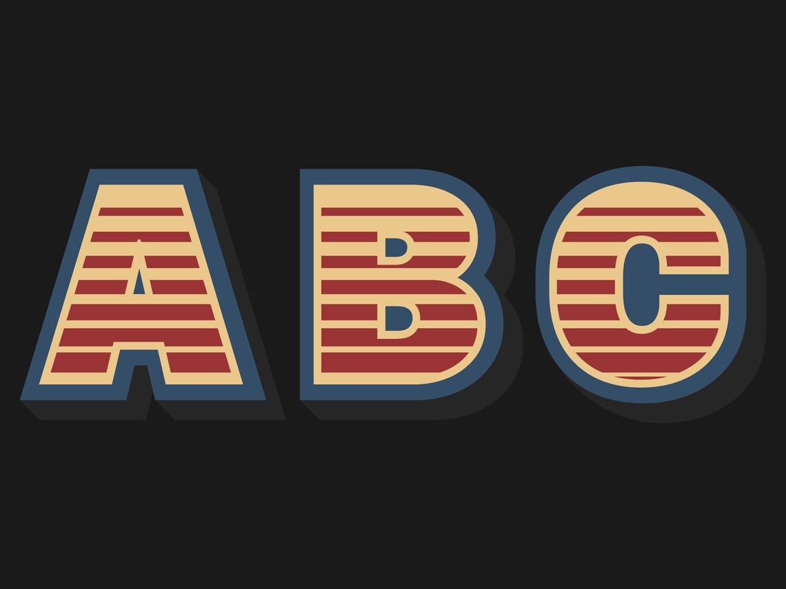 Retro Line Font. Clipart Alphabet Letters. Ai Eps Svg Png - Etsy