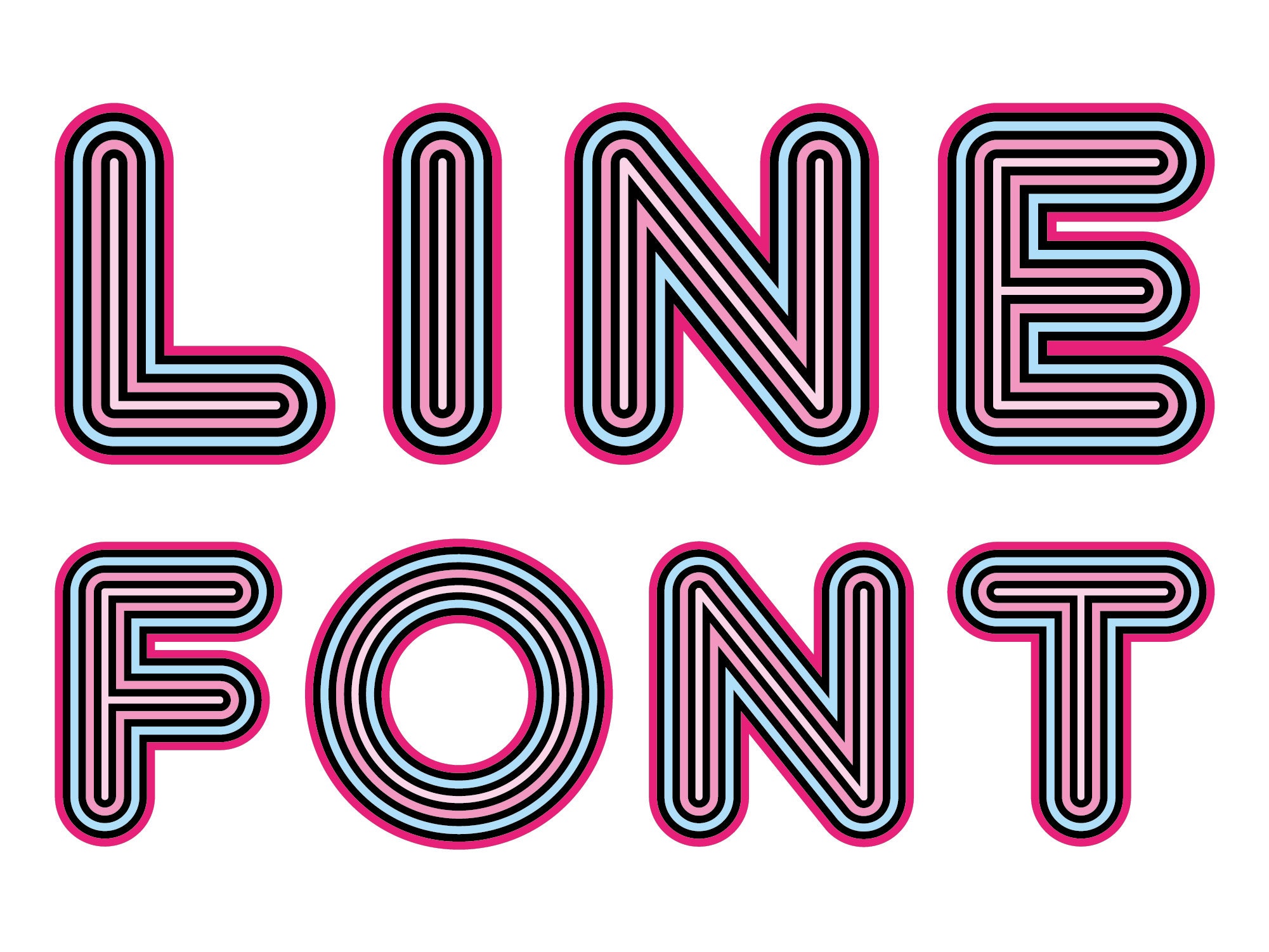 Rounded Line Alphabet. Retro Font. Clipart. Ai, Eps, Svg, Png Files ...