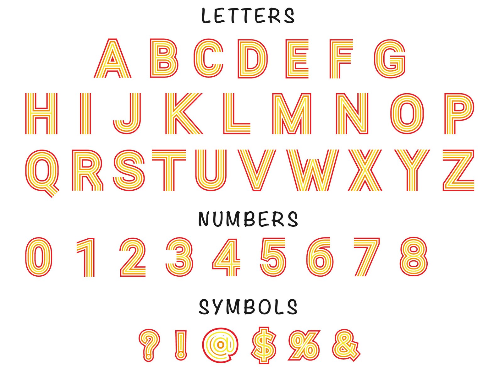 Retro Disco Line Alphabet. Clipart Font Svg Png Files. Sublimation ...