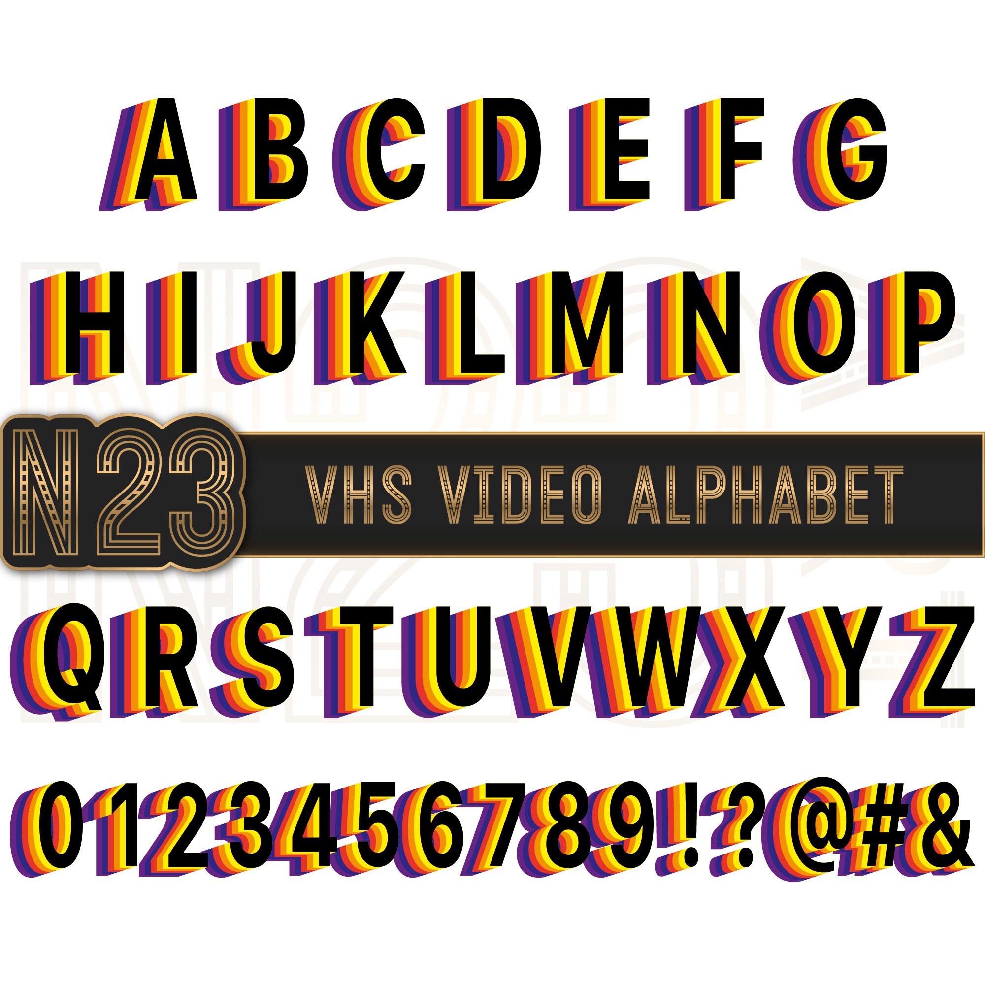 Retro VHS Video Alphabet, Colorful Letters Svg. Rainbow Letters Svg ...