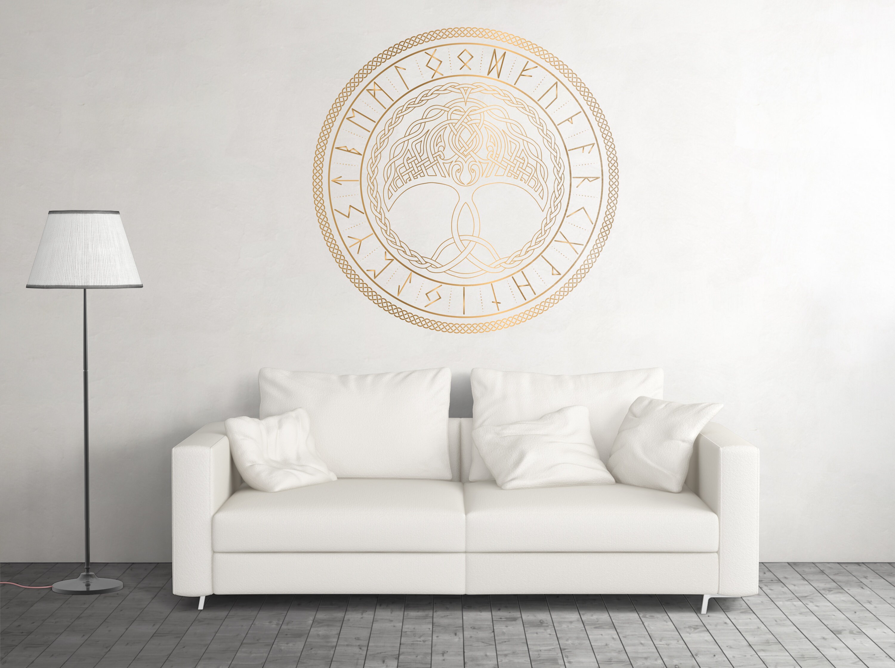 Yggdrasil in a Runic Circle. Tree of Life. Wall and Print Art. Celtic ...