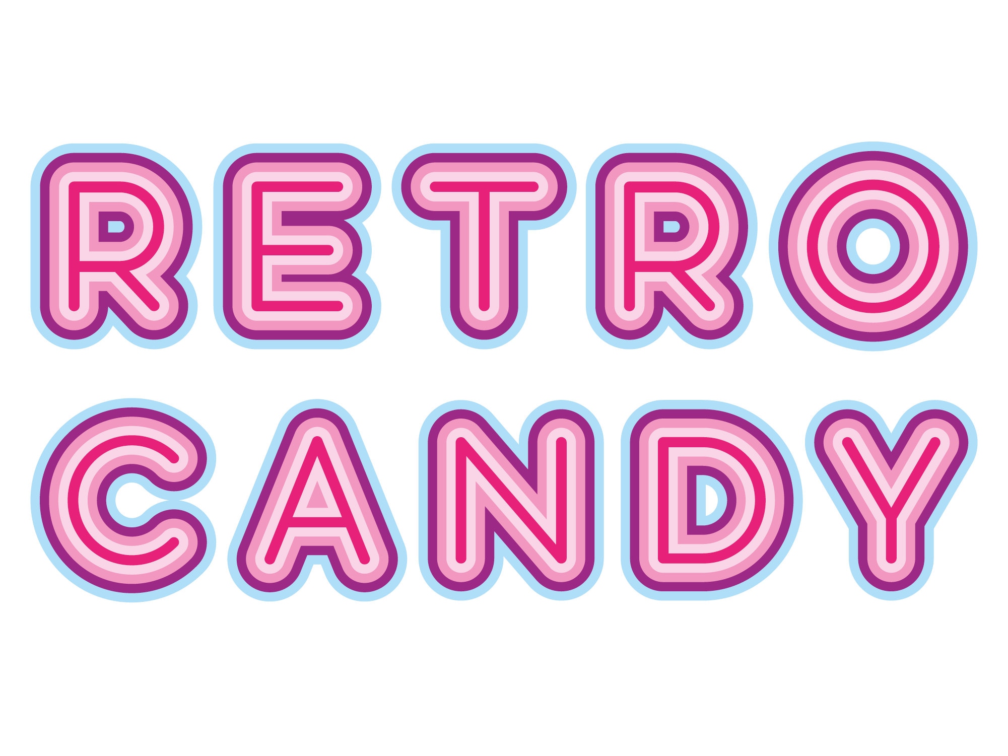 Retro Candy Love Line Font. Clipart. Ai, Eps, Svg, Png Files ...