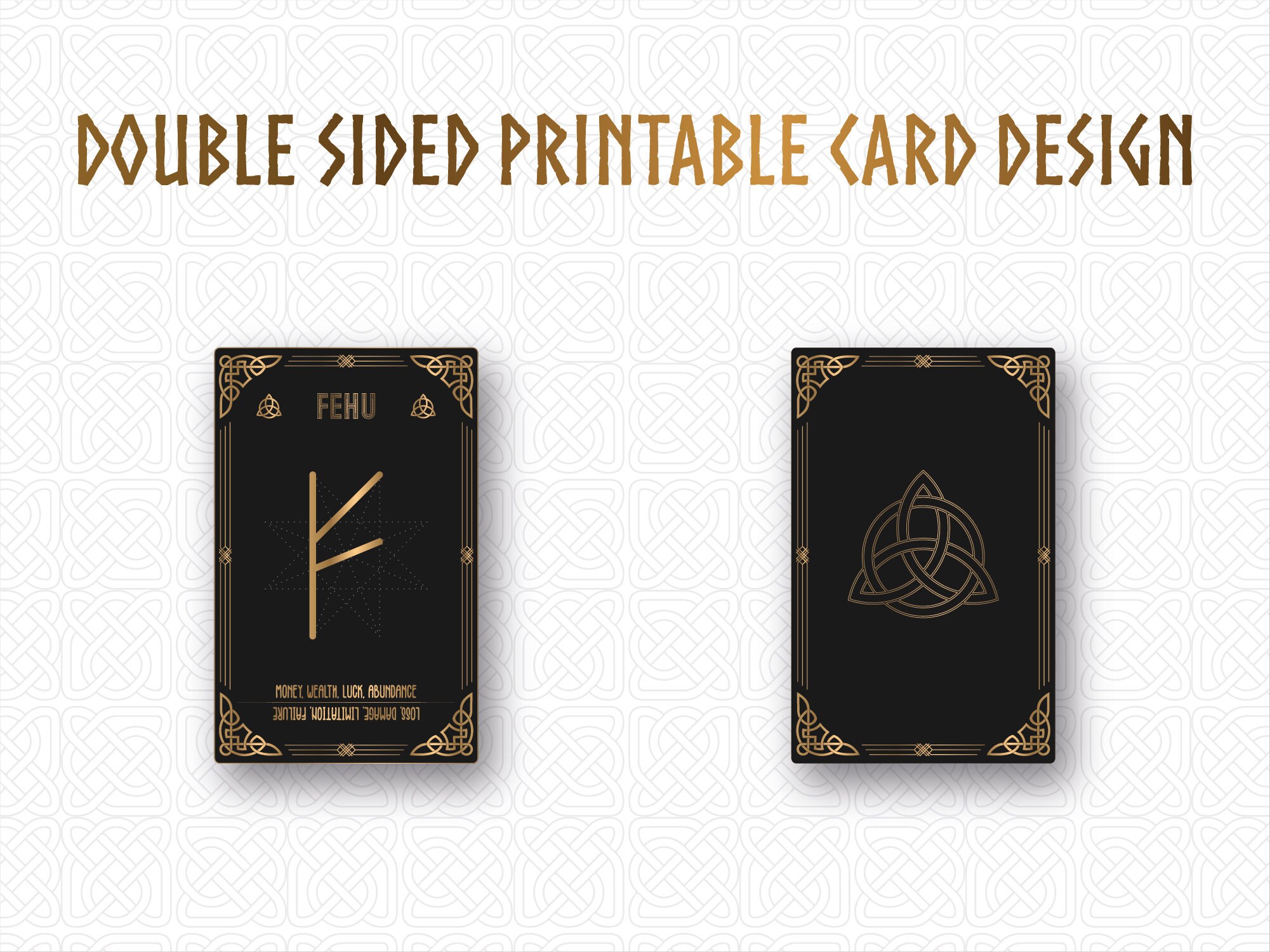 Futhark Rune Cards Deck for Learning Celtic Design. Gold & - Etsy