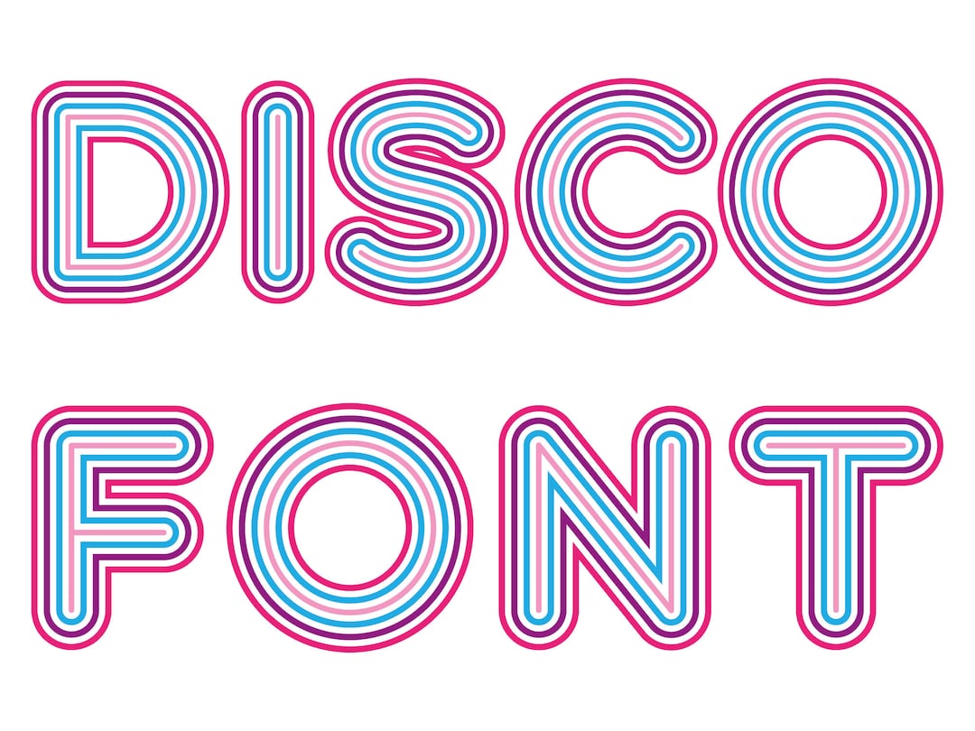 Retro Disco Font. Letters With Rounded Lines. Clipart Alphabet. Ai, Eps ...