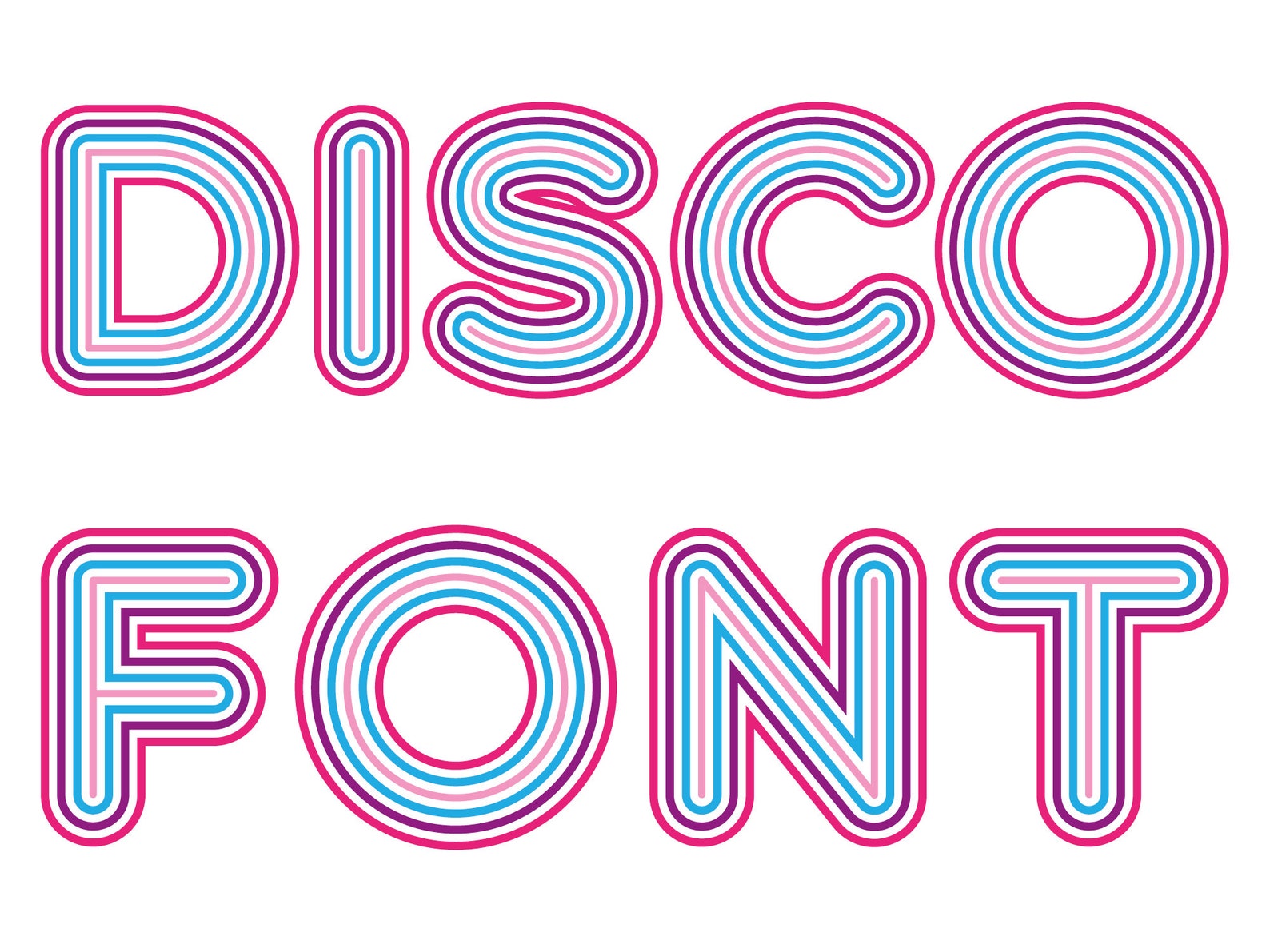Retro Disco Font. Letters With Rounded Lines. Clipart Alphabet. Ai, Eps ...