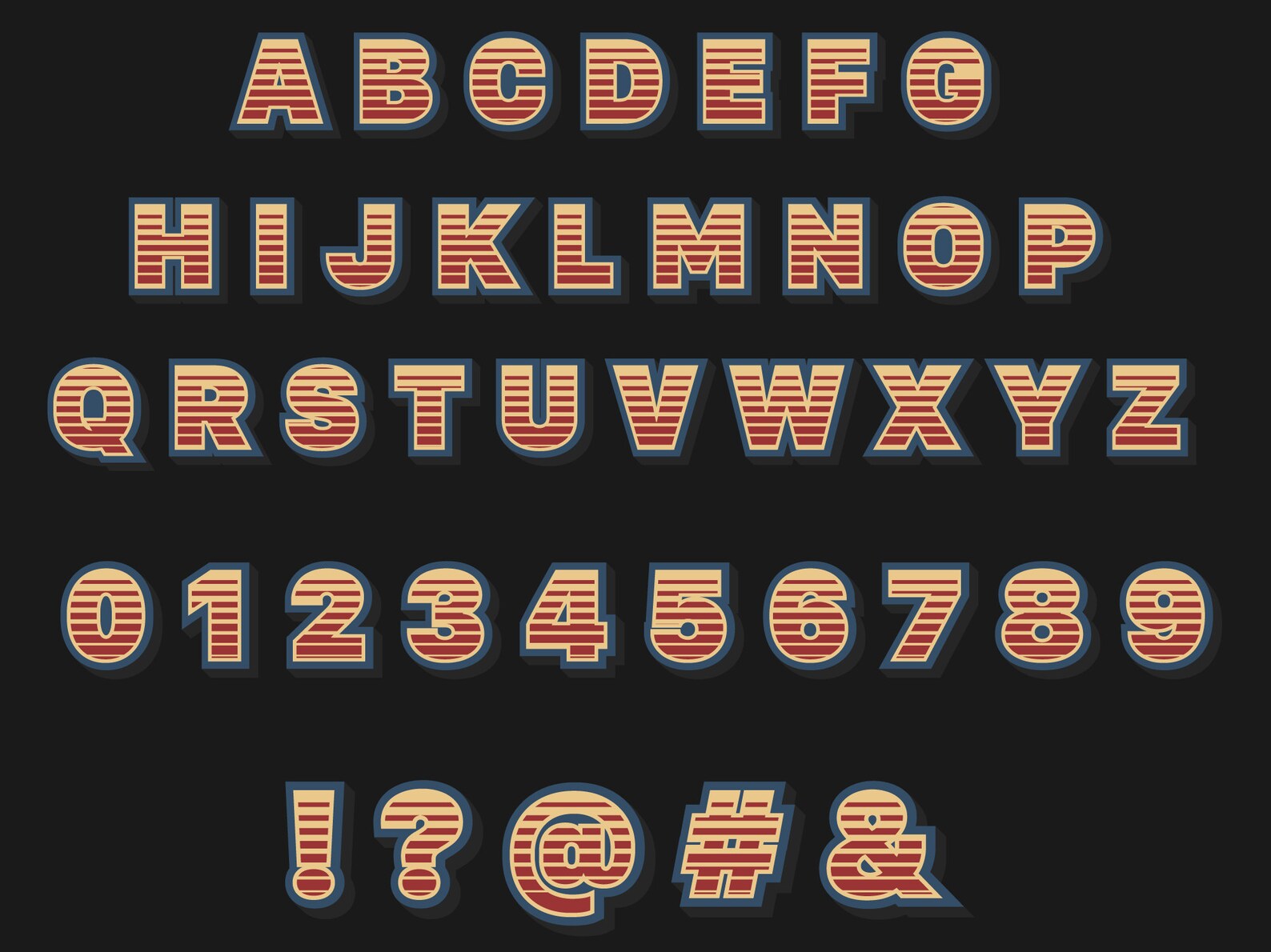Retro Line Font. Clipart Alphabet Letters. Ai, Eps, Svg, Png Files ...