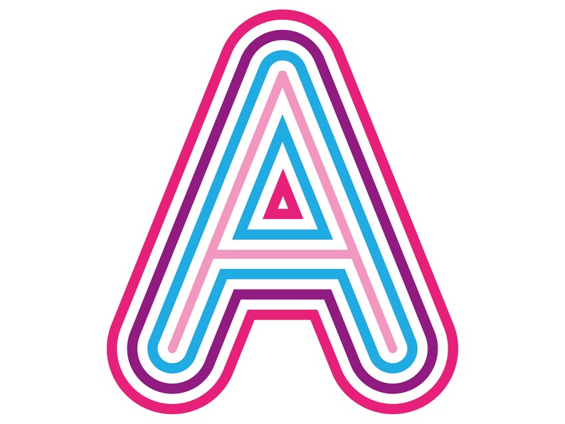 Retro Disco Font. Letters With Rounded Lines. Clipart Alphabet. Ai, Eps ...