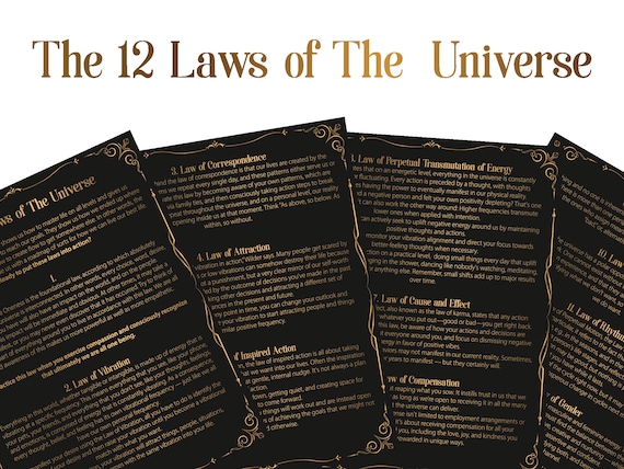 The 12 Laws Of The Universe Cheatsheet Spirituality Etsy