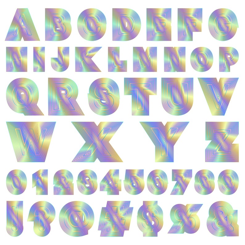 Holographic Alphabet Letters. Holographic Font. Commercial - Etsy