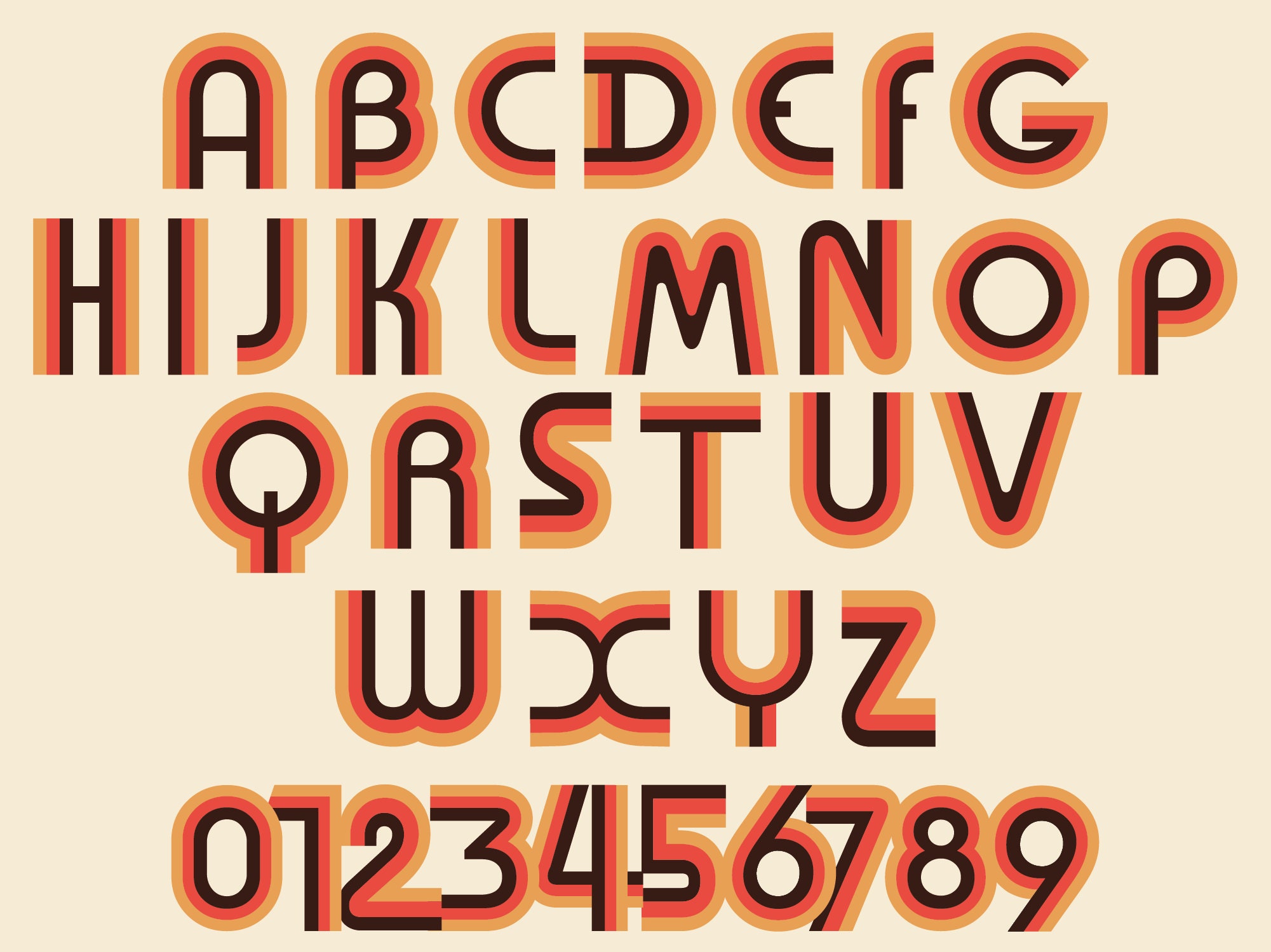 Retro Line Font. Clipaet Alphabet Svg Png Files. Sublimation ...