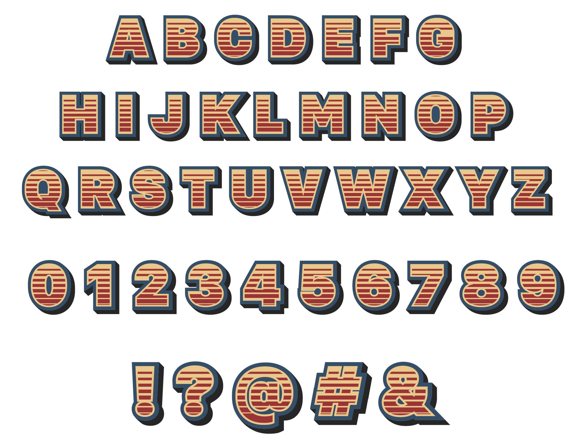 Retro Line Font. Clipart Alphabet Letters. Ai, Eps, Svg, Png Files ...