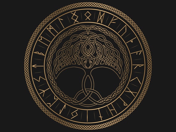 Yggdrasil in a Runic Circle. Tree of Life. Wall and Print Art. - Etsy