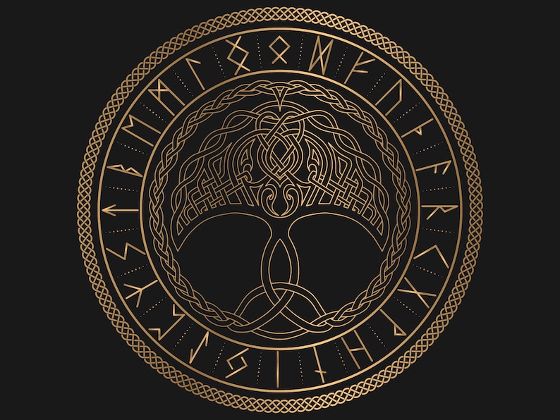 Yggdrasil in a Runic Circle. Tree of Life. Wall and Print Art. - Etsy