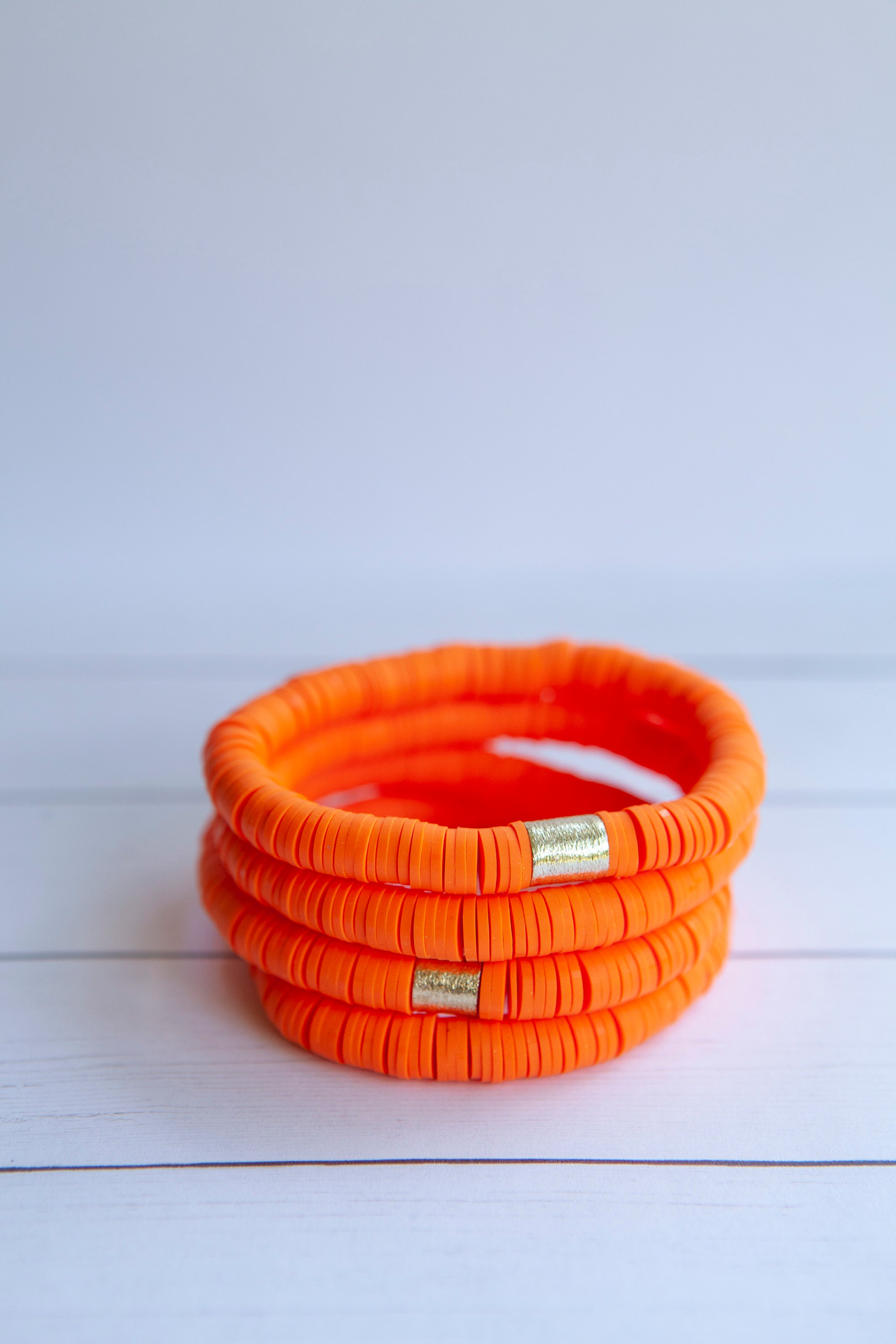 Orange Clay Disc Stretch Bracelet 8mm 1 Bracelet Polymer | Etsy