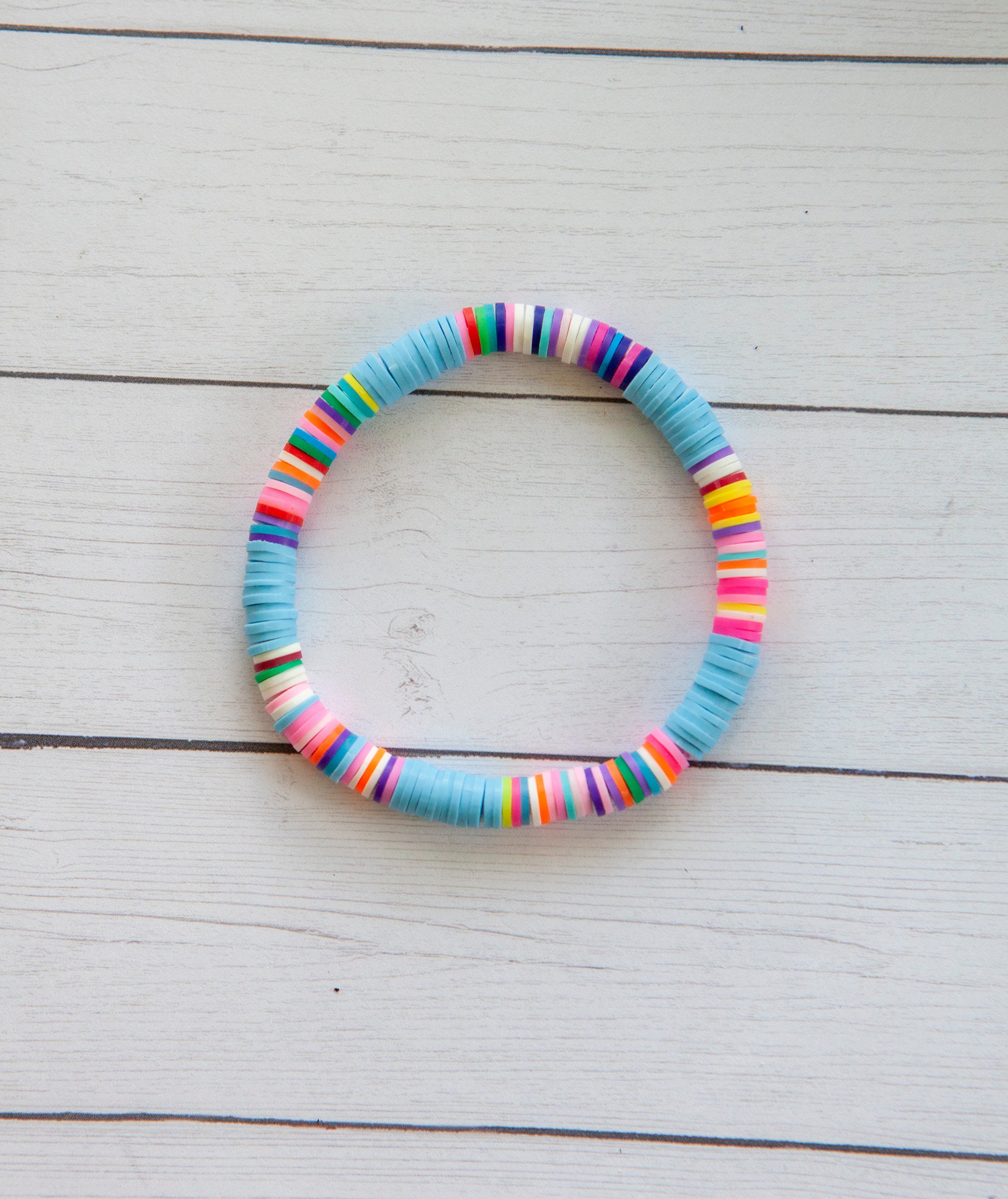 Rainbow Color Block Clay Disc Stretch Bracelet 6mm Choose | Etsy