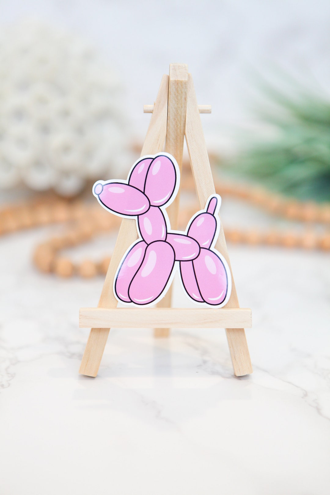 Balloon Animal Dog Sticker | Pink Dog Glossy Waterproof Die-cut Sticker ...