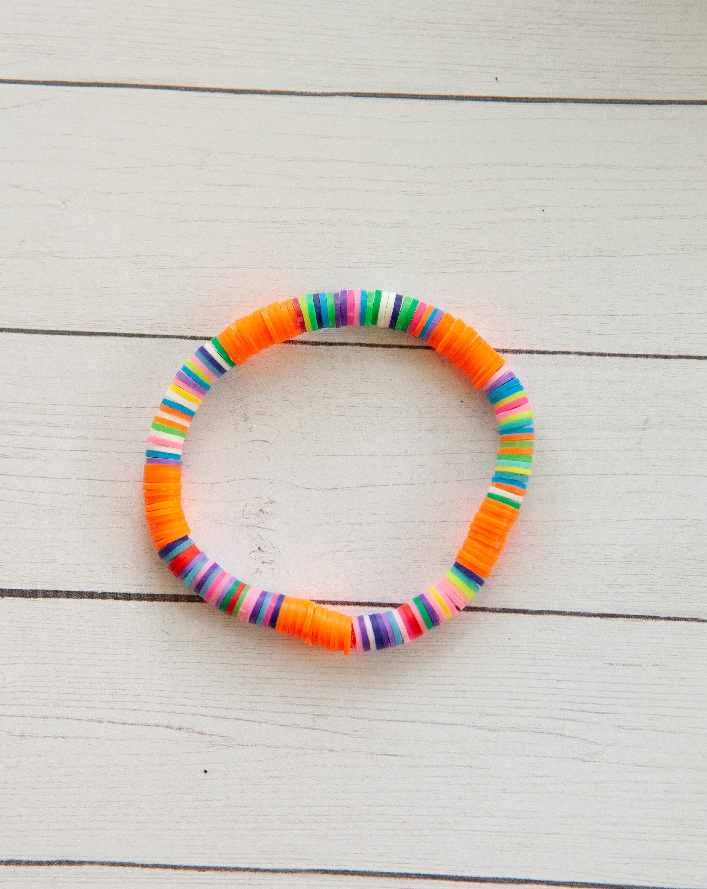 Rainbow Color Block Clay Disc Stretch Bracelet 6mm Choose | Etsy