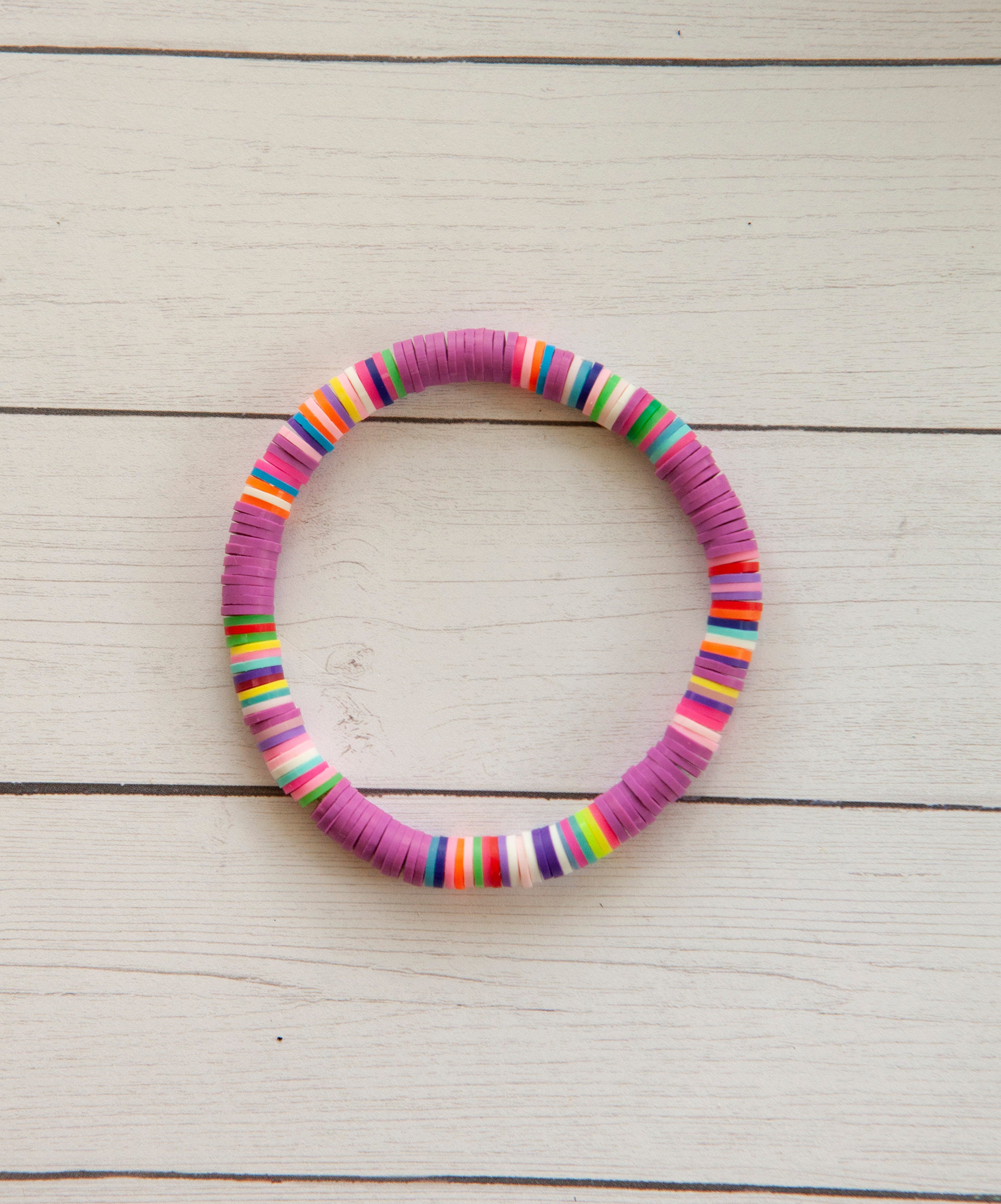 Rainbow Color Block Clay Disc Stretch Bracelet 6mm Choose | Etsy